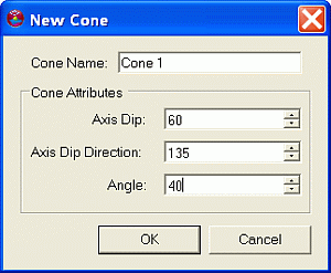 Stereonet - Cones Dialog